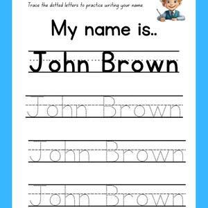 Tracing Letter Pre School Handwriting Custom First and Last Name Kids ...