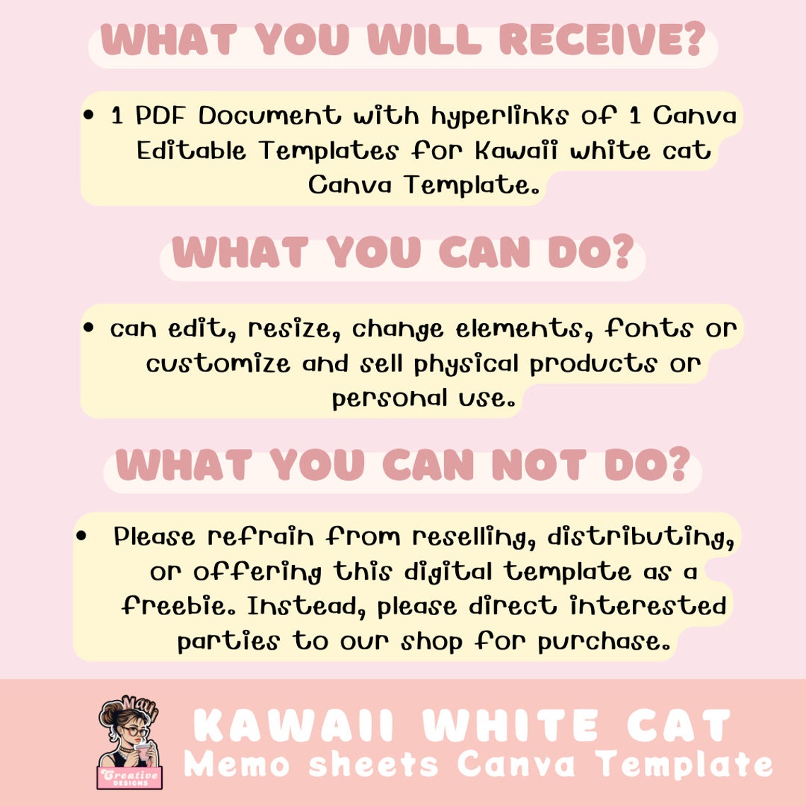 Kawaii Cat Notepads, Kitty Notepad Memo Sheets, Cute Kawaii Memopad ...