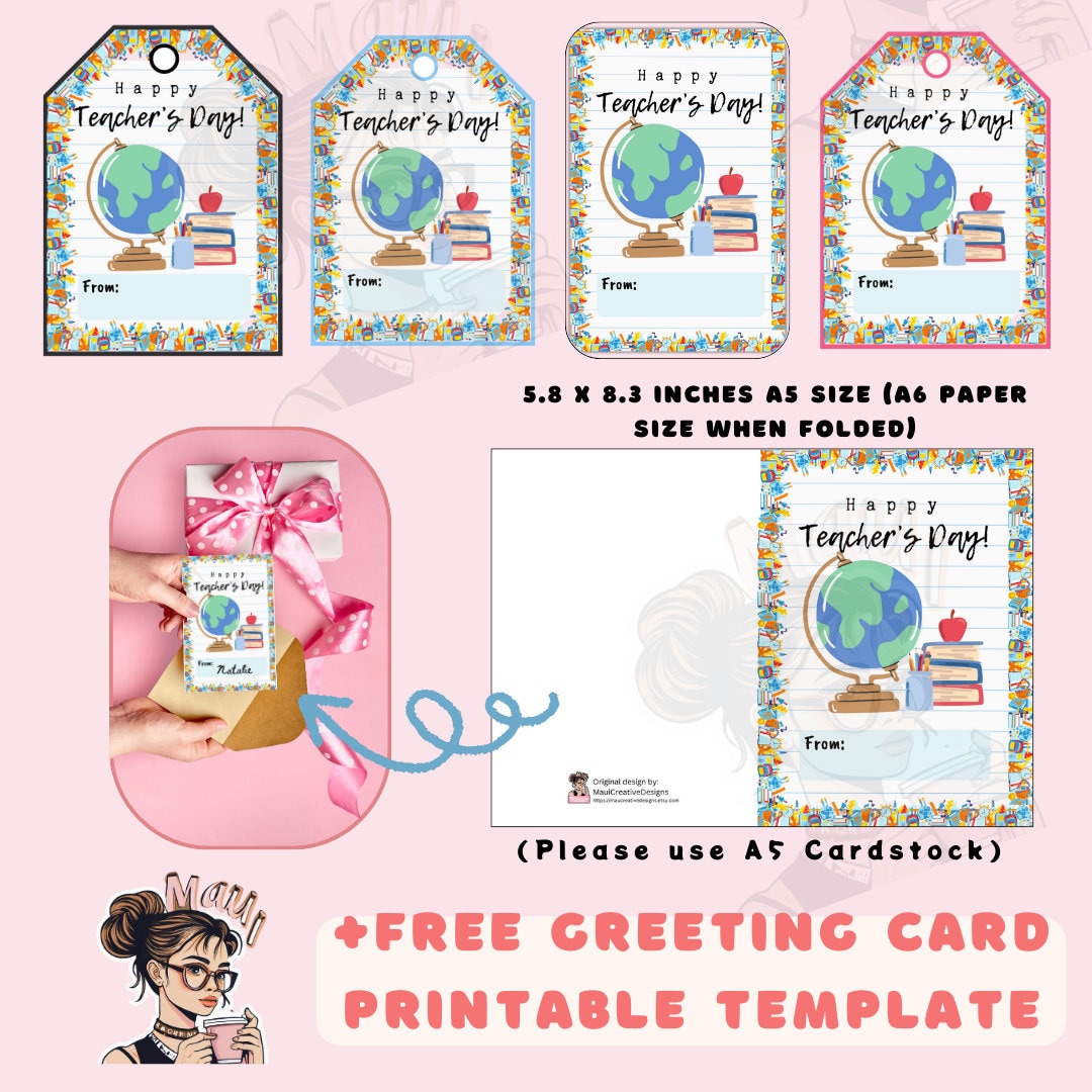 Teacher Thank You Gift Tag Printable Design Teachers Greeting - Etsy