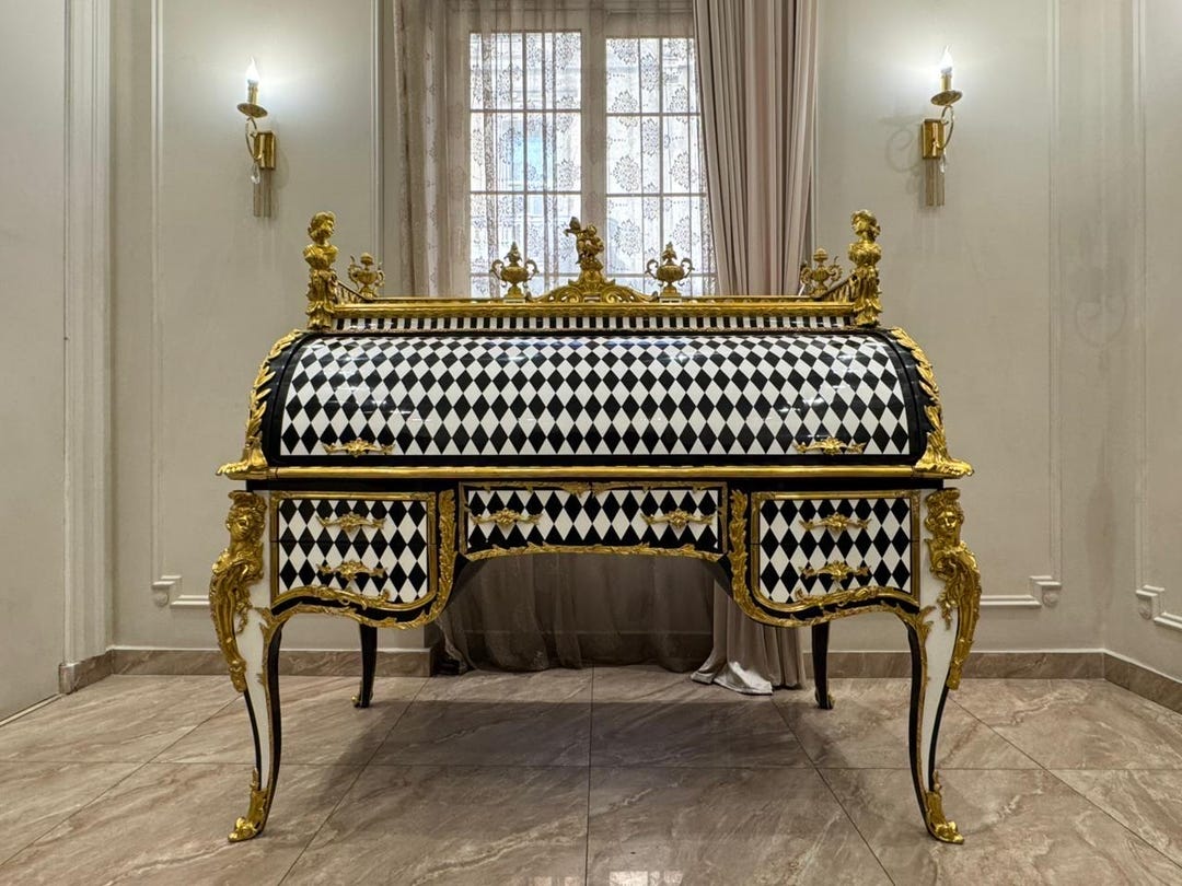 Unique Luxury Baroque Secretary Checkered Black/white Baroque Office ...