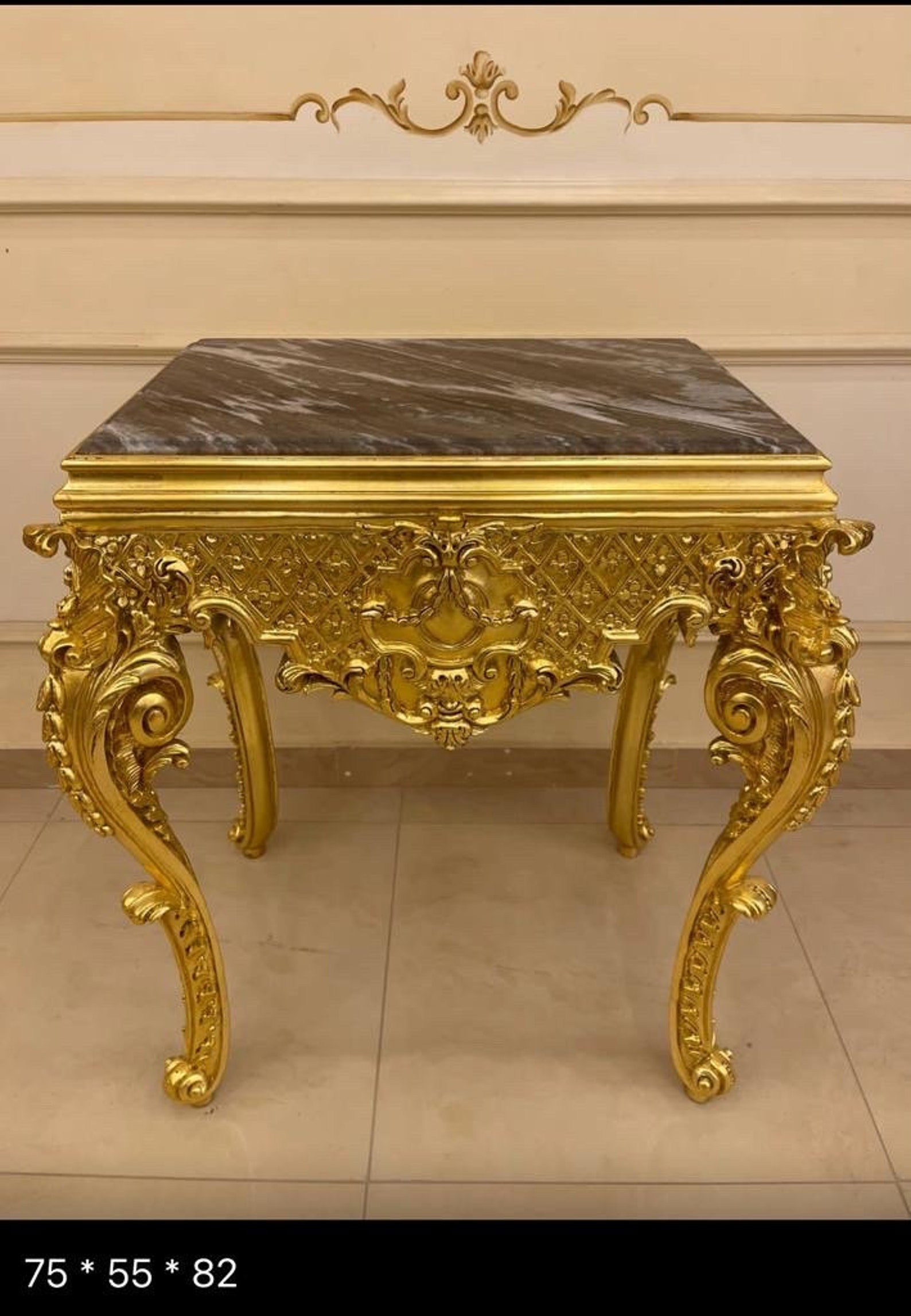 French Luxury Louis Xv Style Entryway Giltwood Marble Top Console Table ...