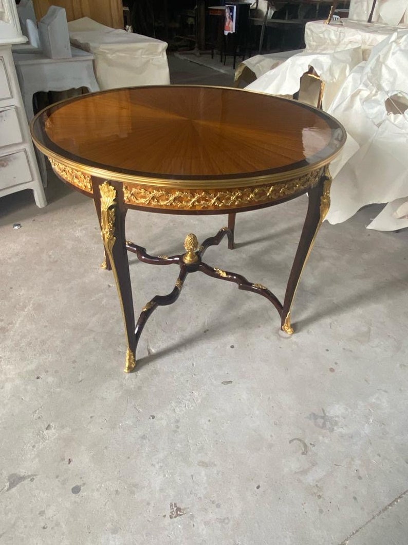 French Marquetry Accent Round Table With Gilt Bronze Mounts - Etsy
