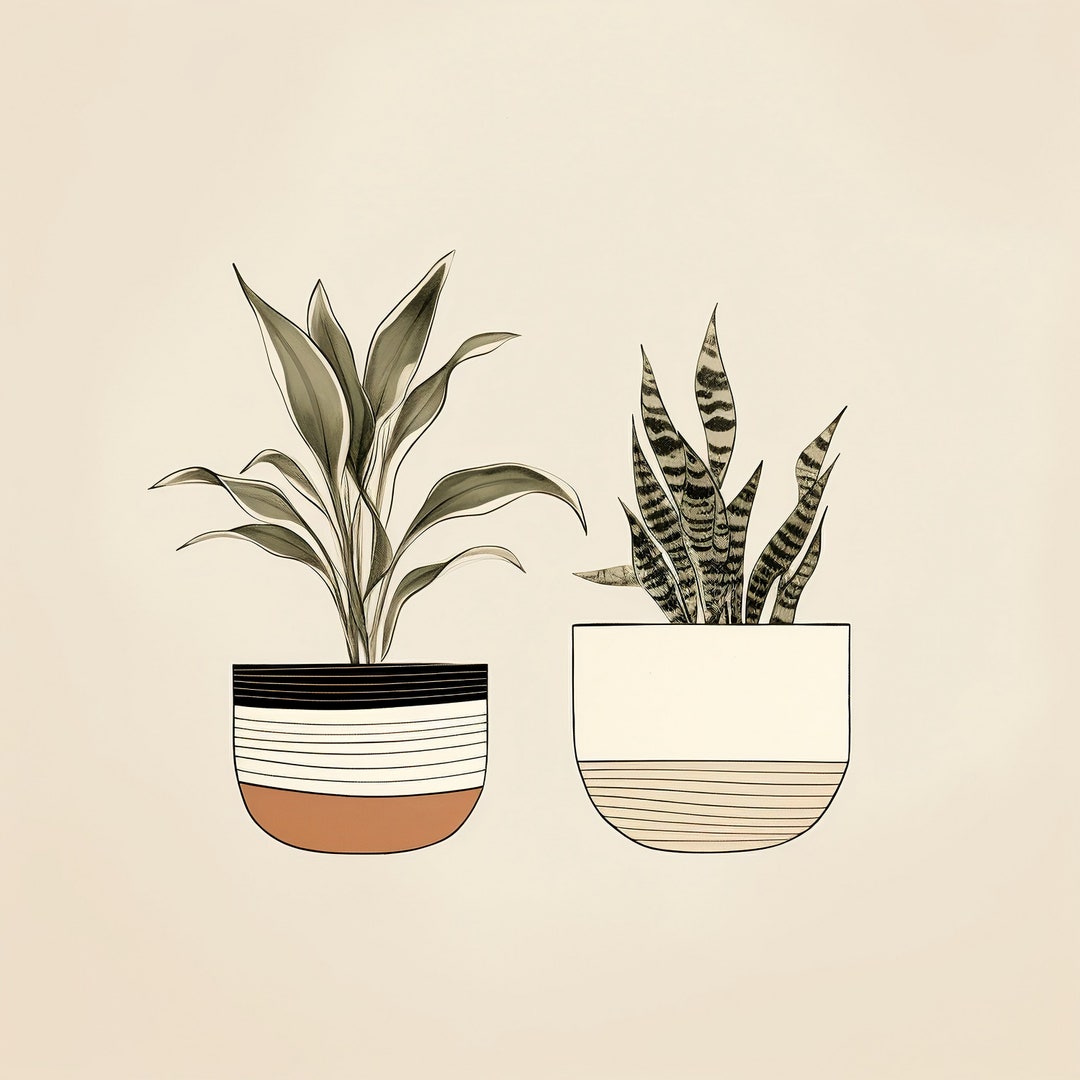 Digital Art Delicate Fine Line Plant Dainty Fine Art - Etsy