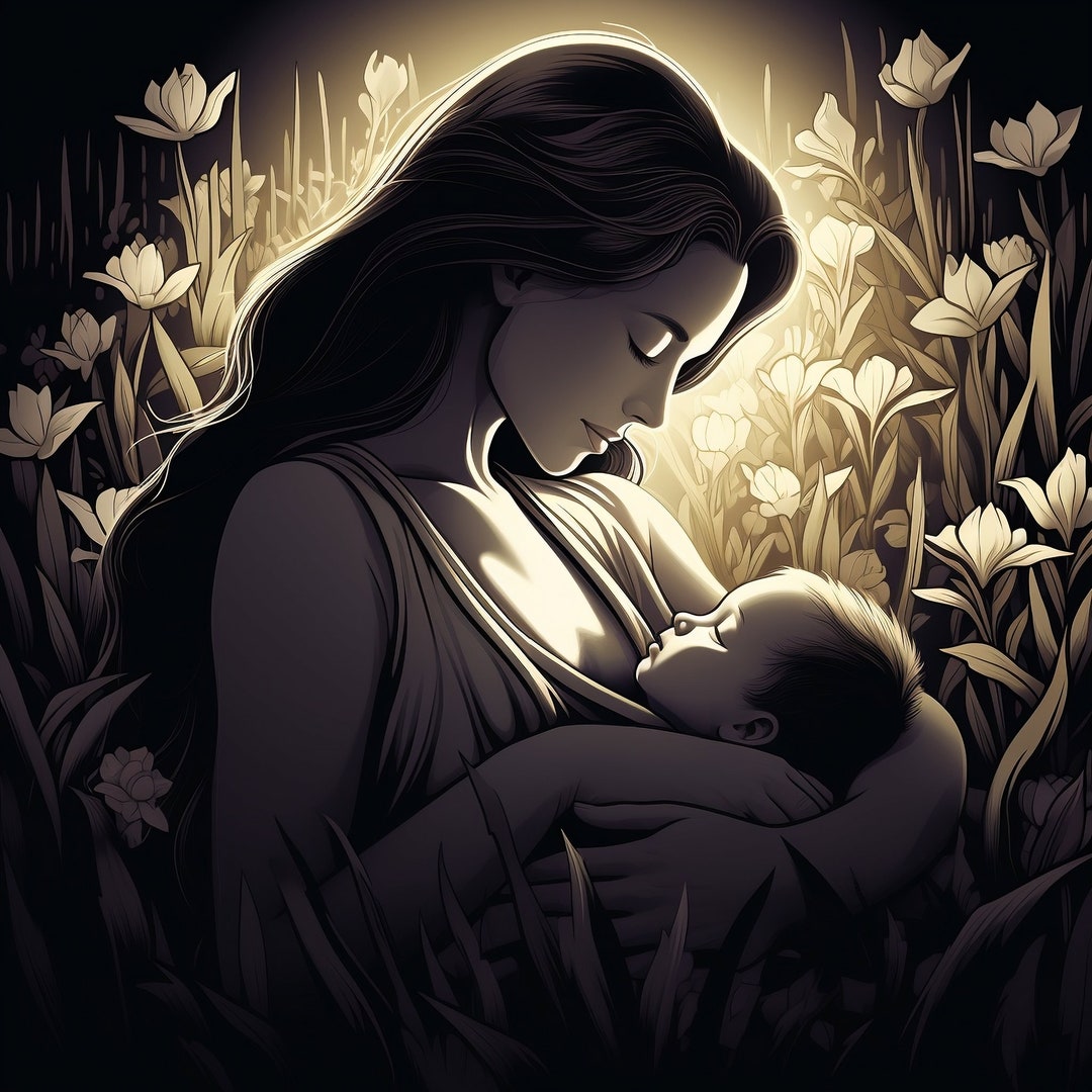 Maternal Mother Earth Holding Baby in Nature Digital Art - Etsy