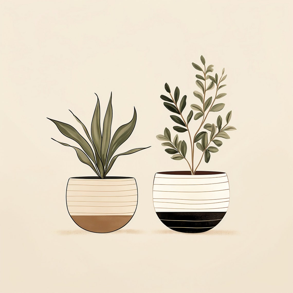 Digital Art Delicate Fine Line Plant Dainty Fine Art - Etsy