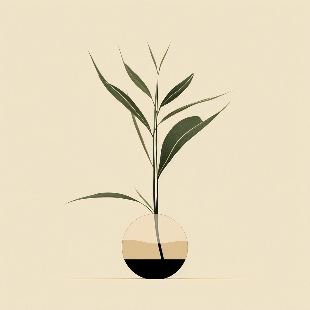 Digital Art Delicate Fine Line Plant Dainty Fine Art - Etsy