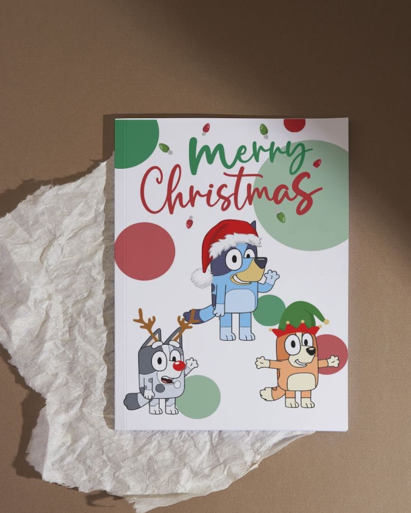 Bluey Christmas Holiday Card Bluey Bingo & Muffin 5x7 Flat - Etsy Canada