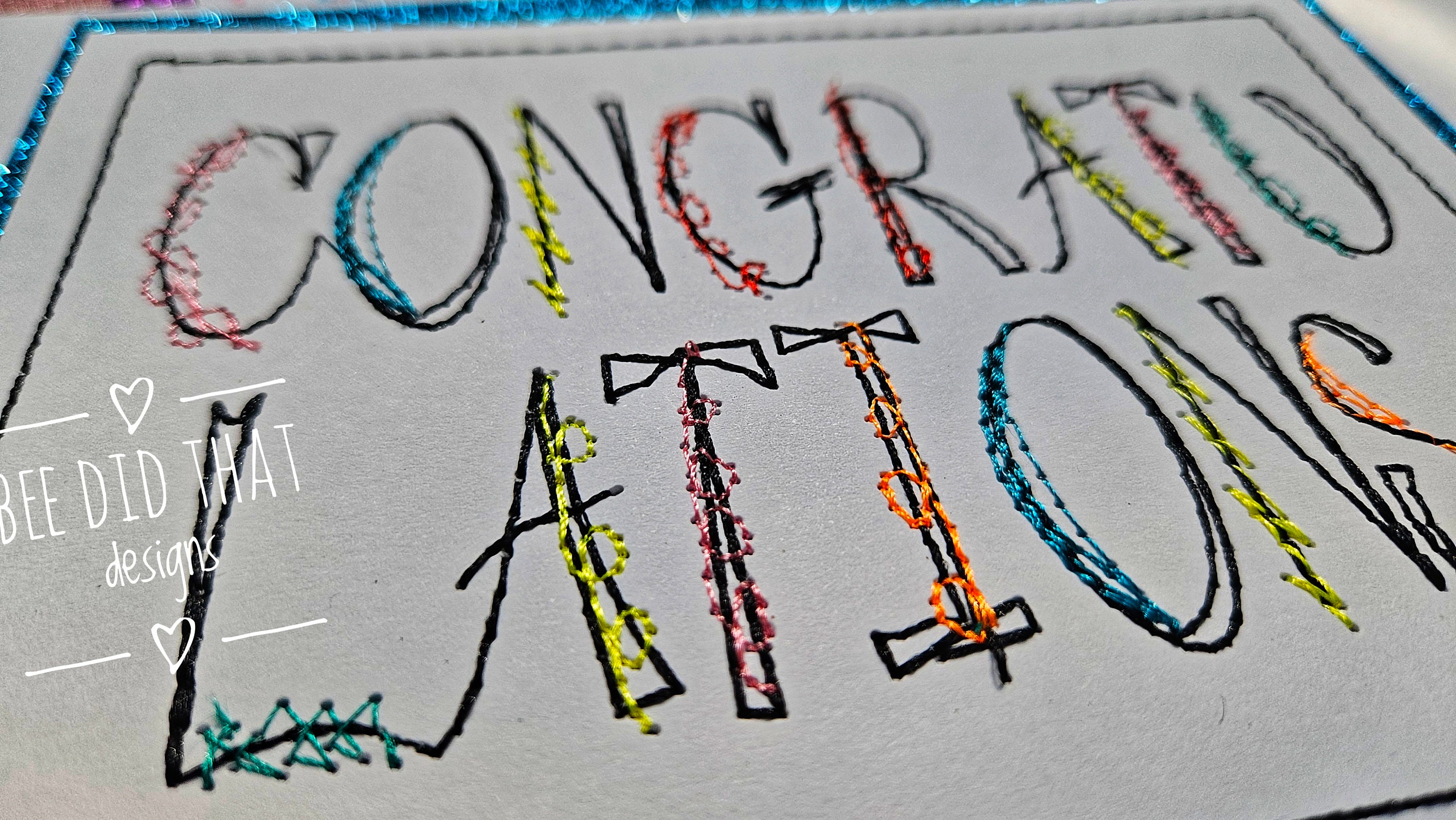 Curly Congratulations A Machine Embroidery Specifically for Cardstock A ...