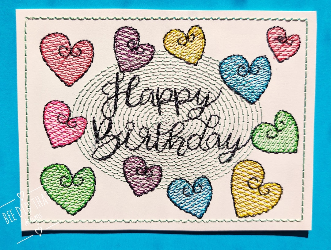 Hearty Birthday - is an Embroidery Design Specifically for Cardstock ...