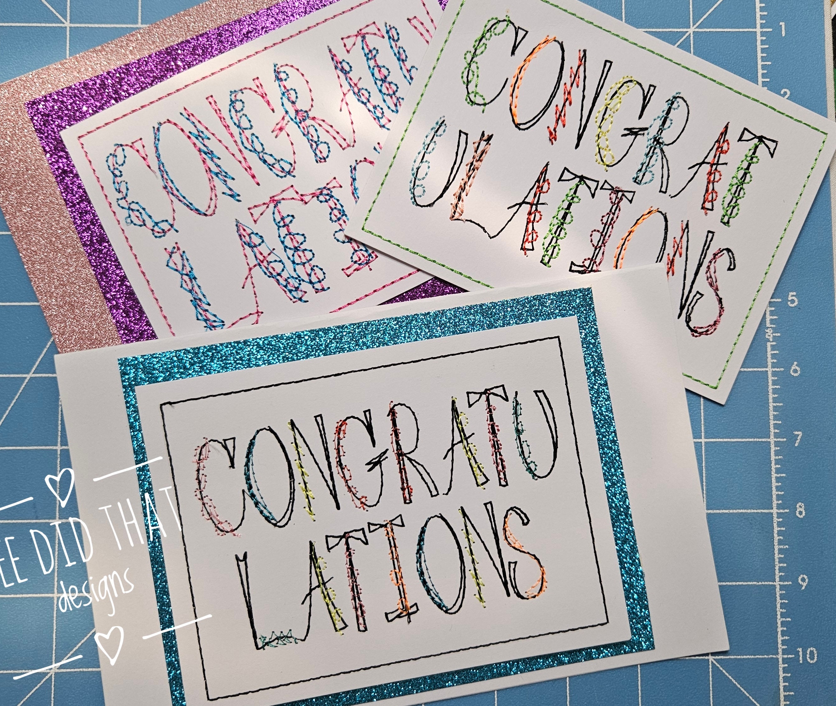 Curly Congratulations A Machine Embroidery Specifically for Cardstock A ...