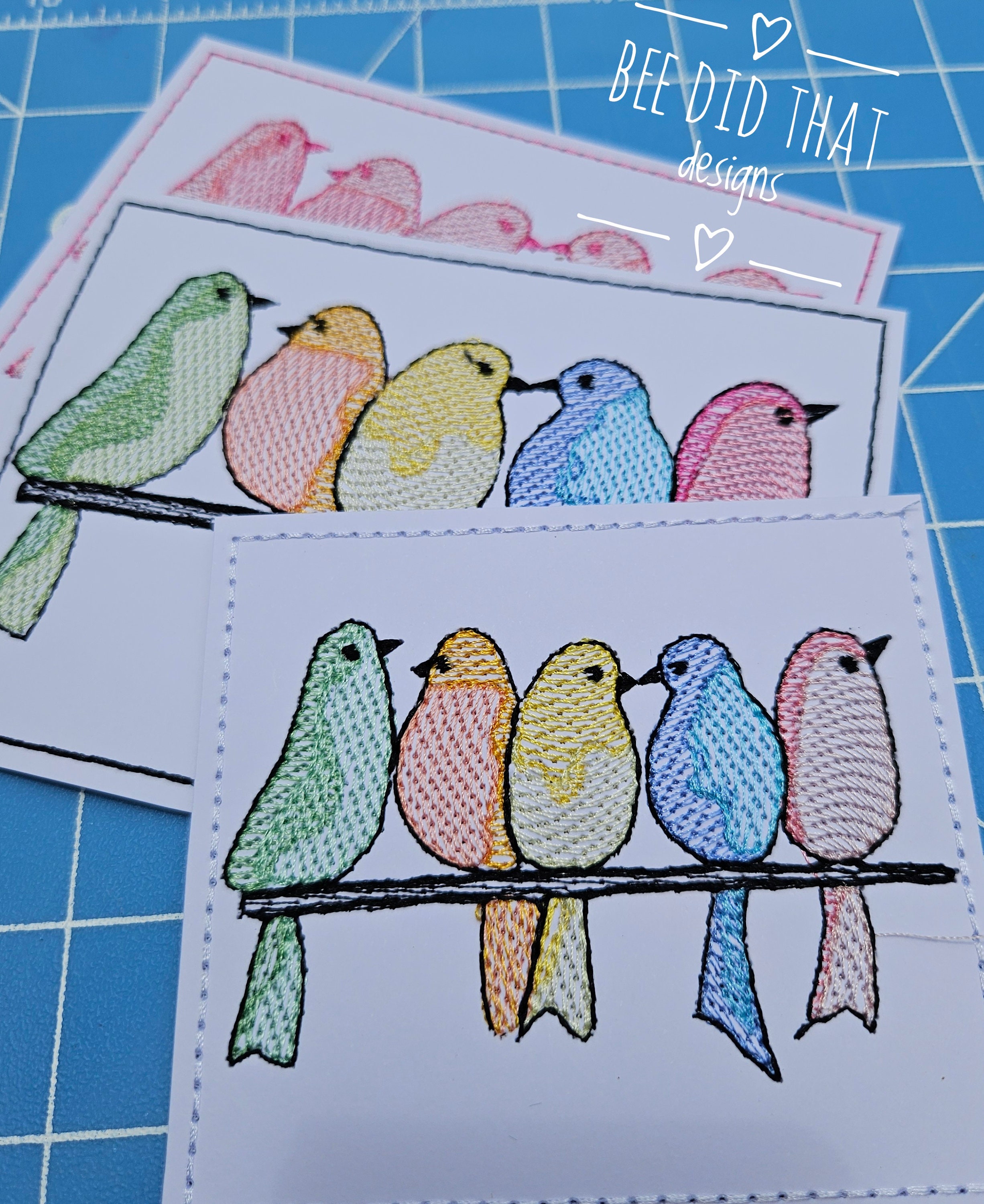 5 Bright Birdies A Machine Embroidery Specifically for Cardstock A ...