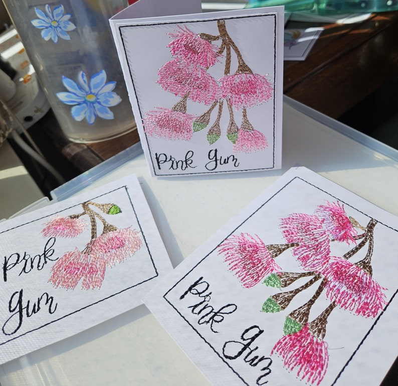 BDT Pink Gum A Floral Machine Embroidery Specifically for Cardstock A ...