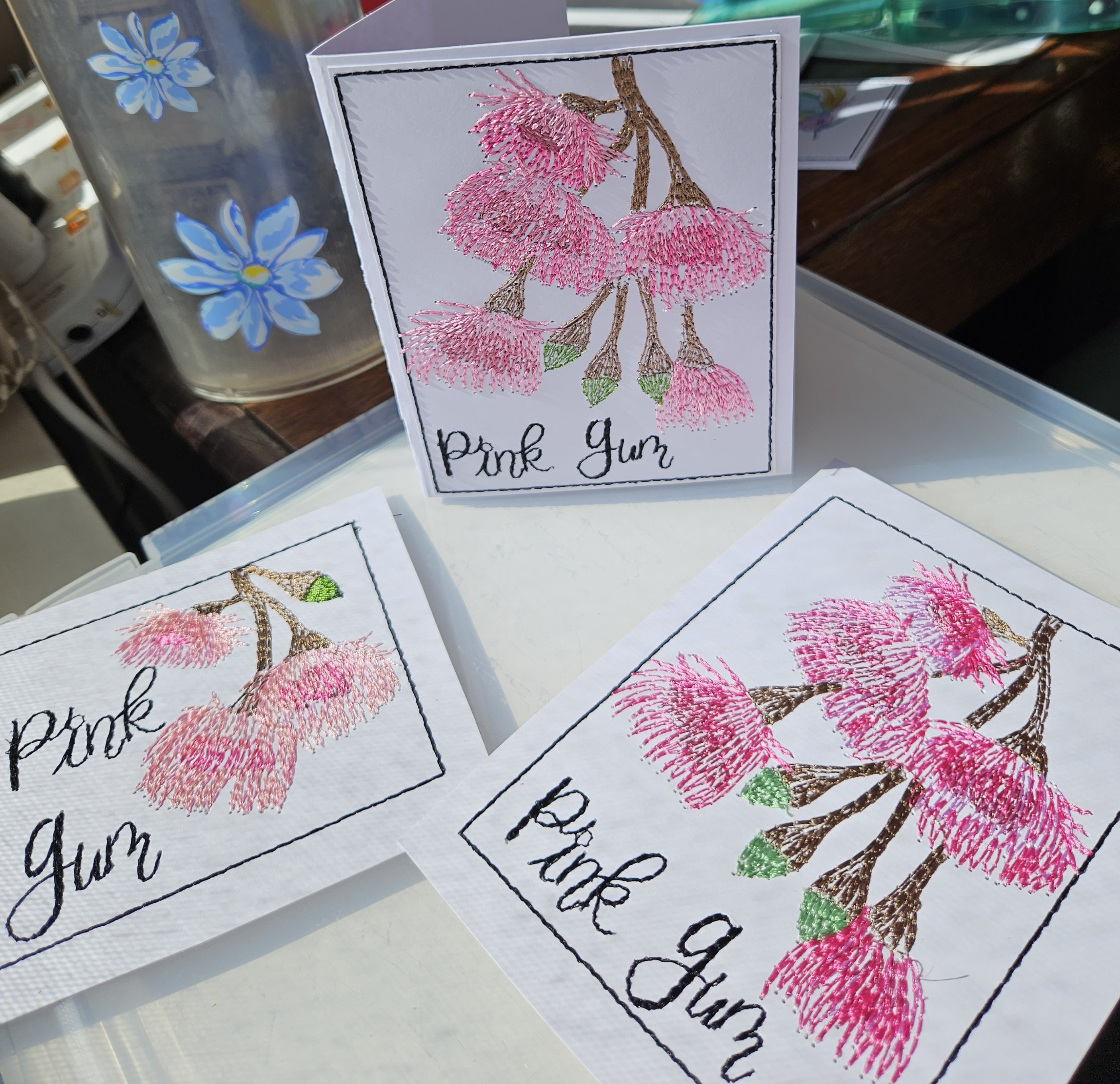 BDT Pink Gum - A Floral Machine Embroidery Specifically for Cardstock A ...