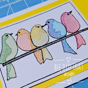 5 Bright Birdies - A Machine Embroidery Specifically for Cardstock A ...