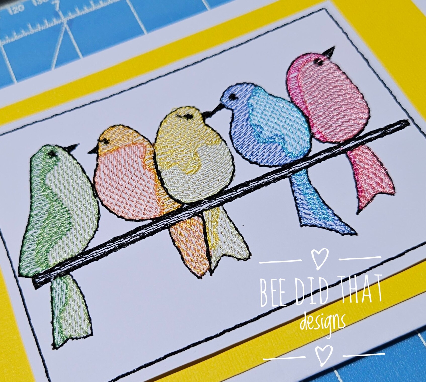 5 Bright Birdies A Machine Embroidery Specifically for Cardstock A ...