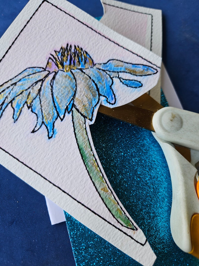 BDT Single Daisy OUTLINE a Stitch & Paint Design Digitised for Watercolour Paper as Well as ...