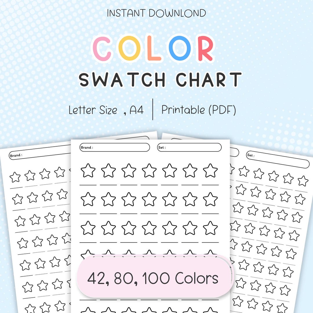 Star Color Swatch Chart Set: Printable Color Test Template (PDF ...