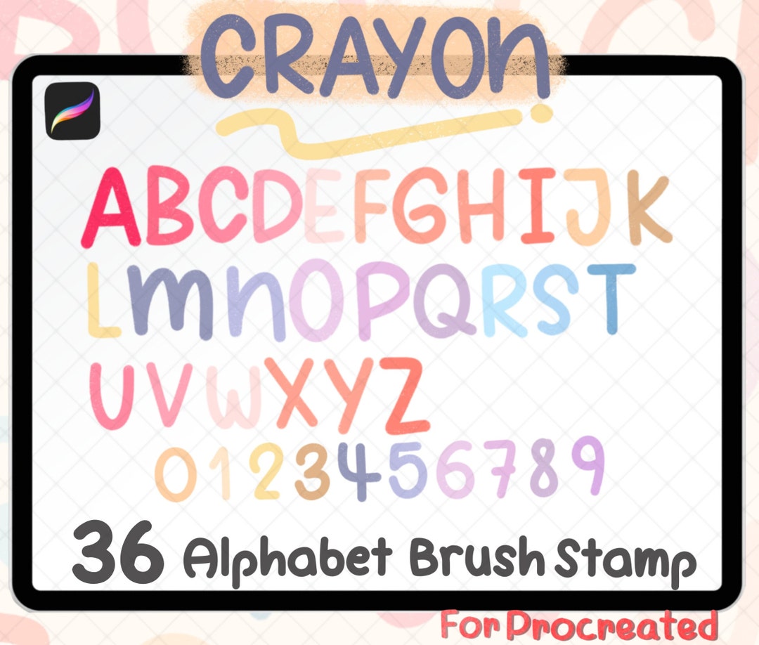 Crayon Procreate Brushes , Alphabet Procreate Brush Stamps, Alphabet ...