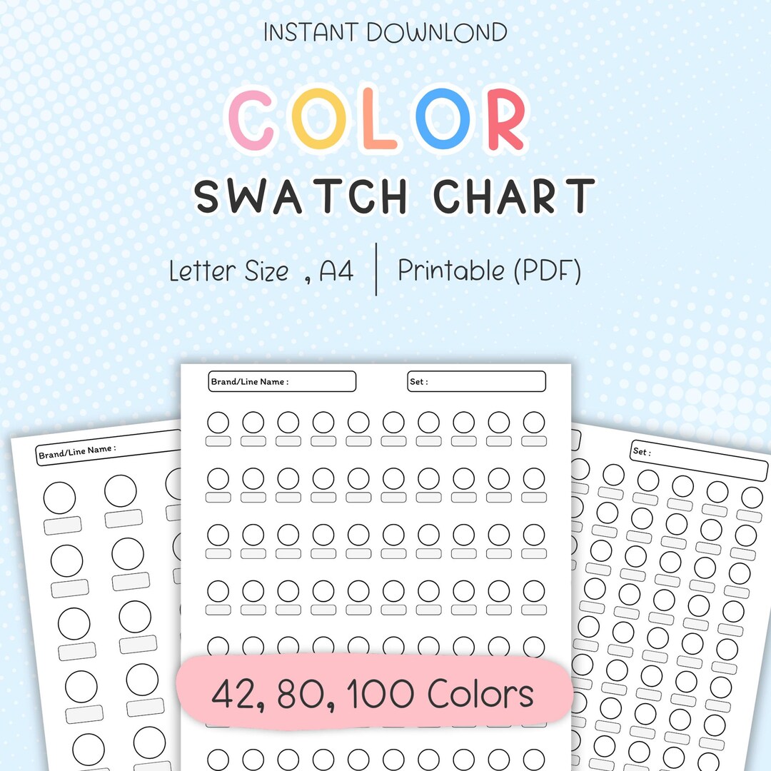 Color Swatch Chart Printable: Artist Palette Organizer (PDF Download A4 ...