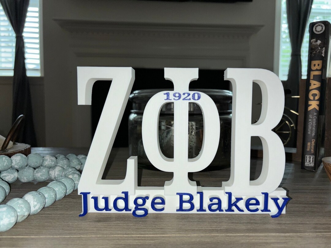 Zeta Phi Beta Desk Name Plate white & Blue - Etsy UK