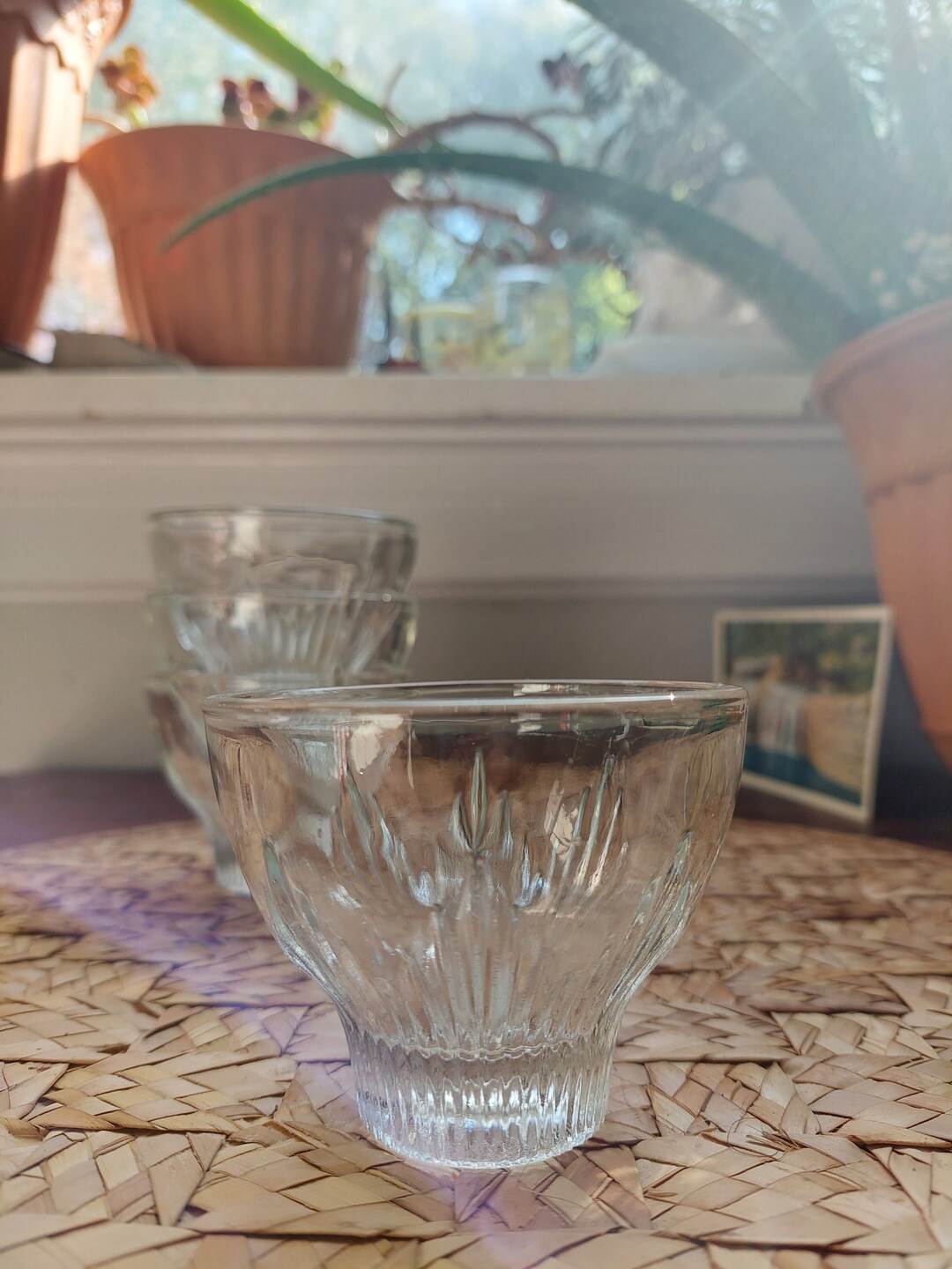 Vintage Starburst Pressed Glass Cups | Set of 4 - Etsy