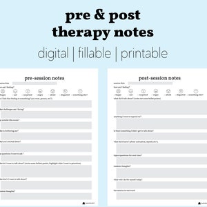 Pre & Post Therapy Notes - Etsy