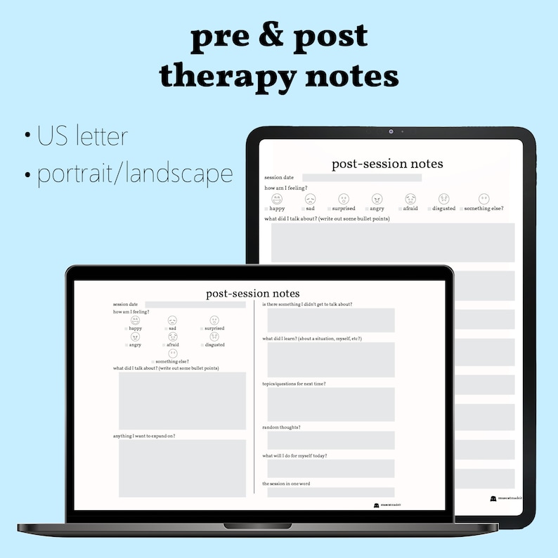 Pre & Post Therapy Notes - Etsy