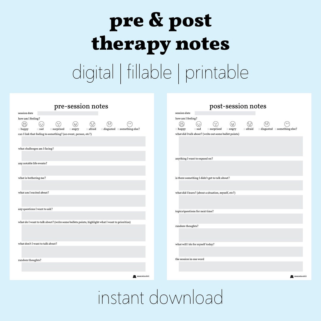 Pre & Post Therapy Notes - Etsy