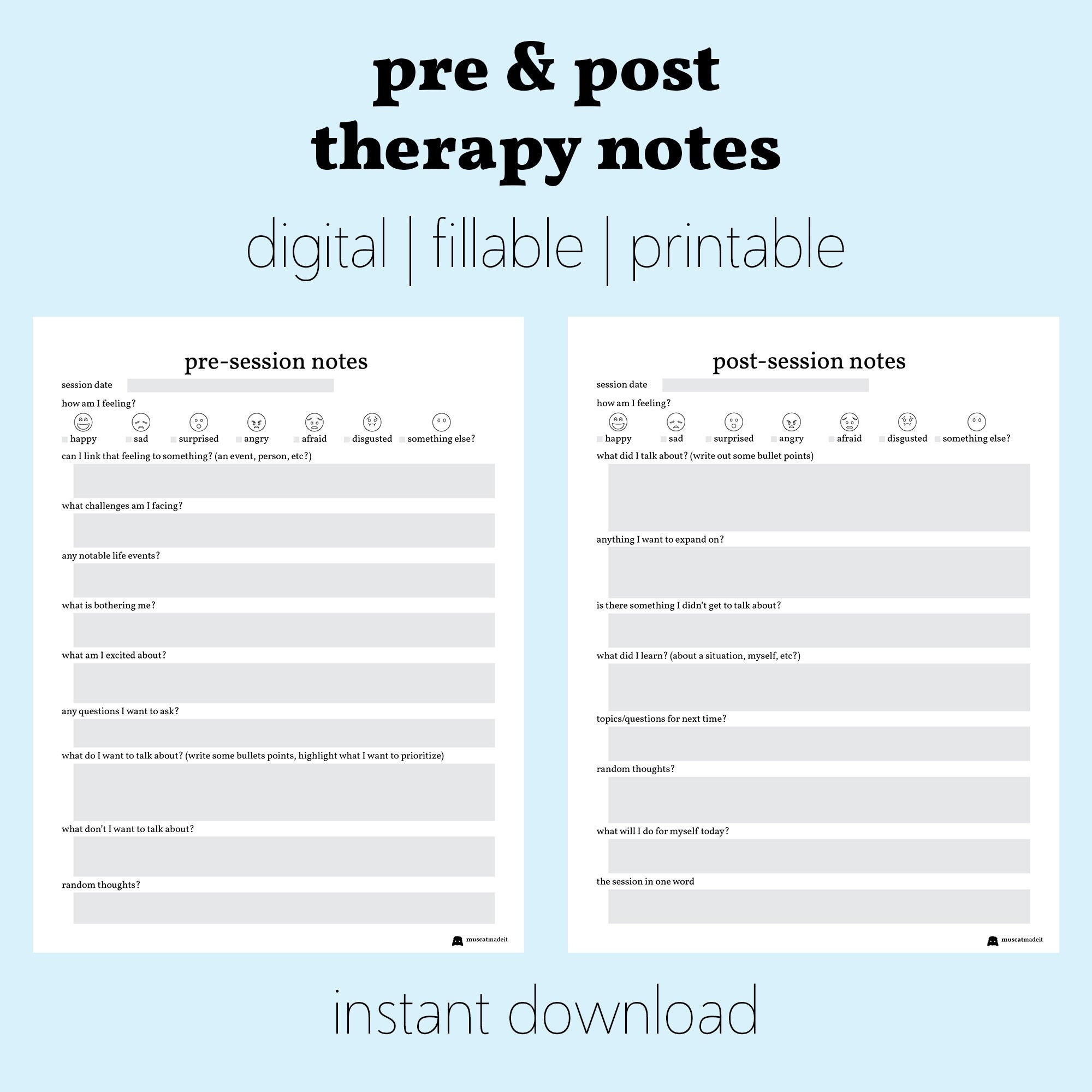 Pre & Post Therapy Notes - Etsy