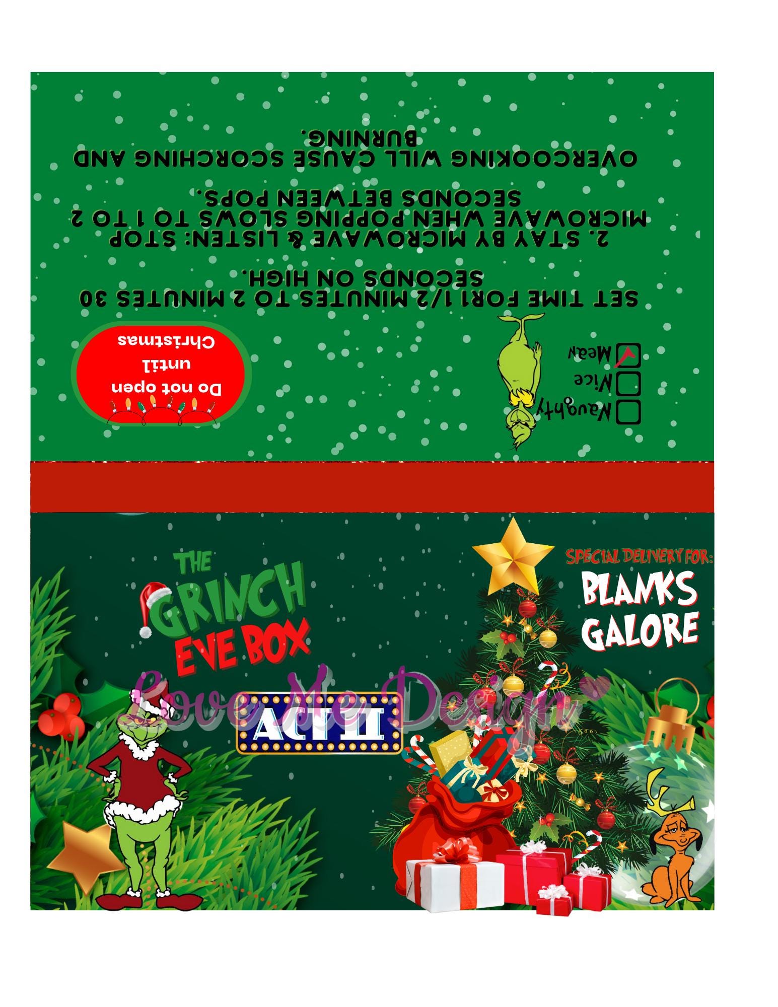 Christmas Grinch Party Favor Editable Templates - Etsy