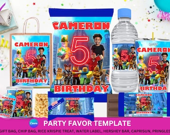 Roblox Bundle Party Favor Canva Design & Templates (8 Editable ...