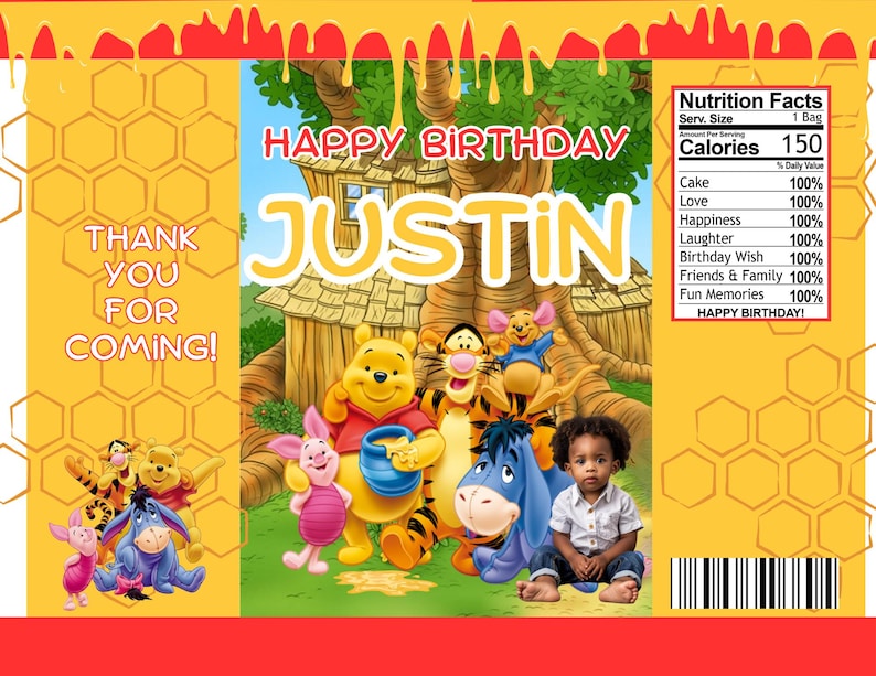 Winnie the Pooh Editable Party Favor Bundle - Etsy