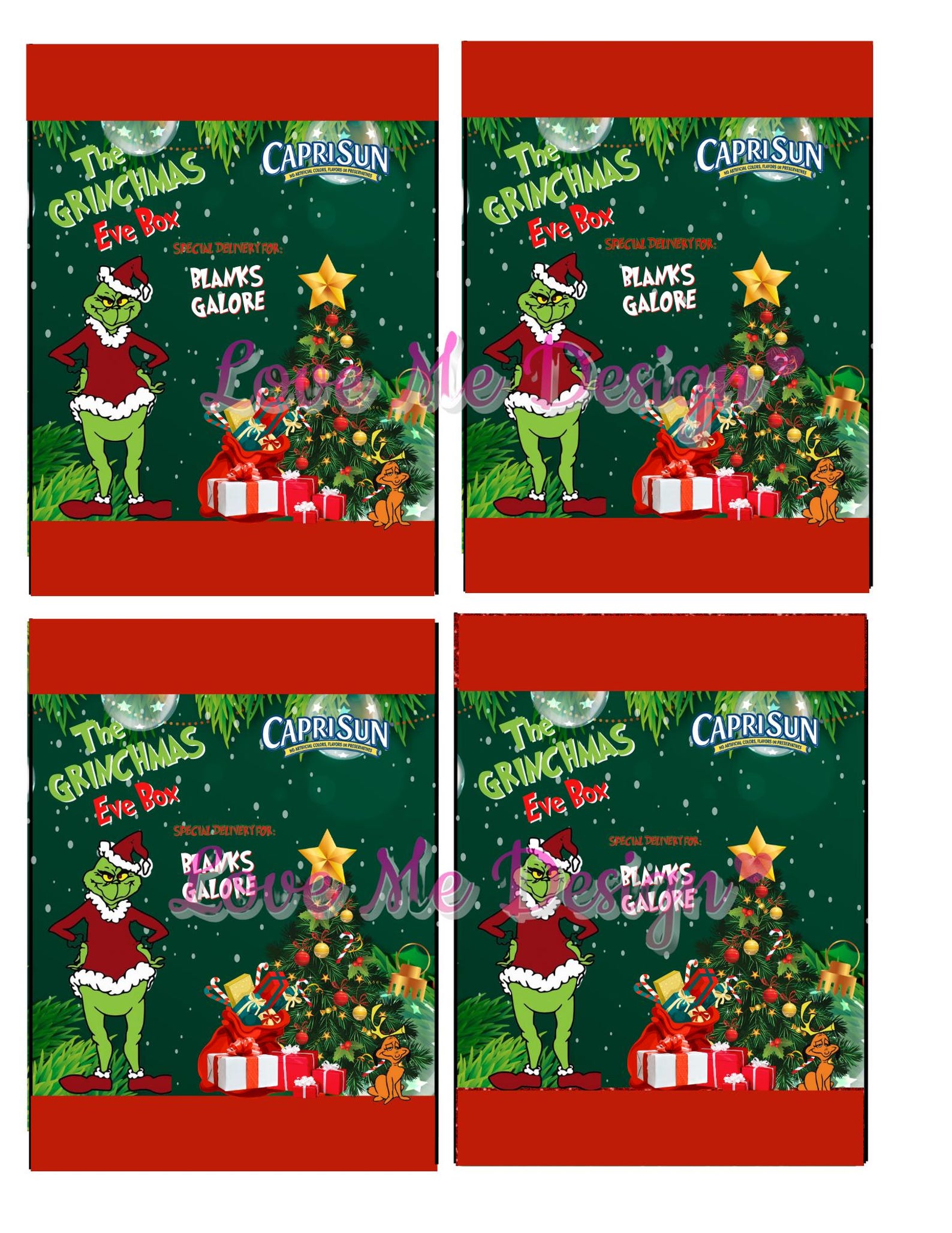 Christmas Grinch Party Favor Editable Templates - Etsy