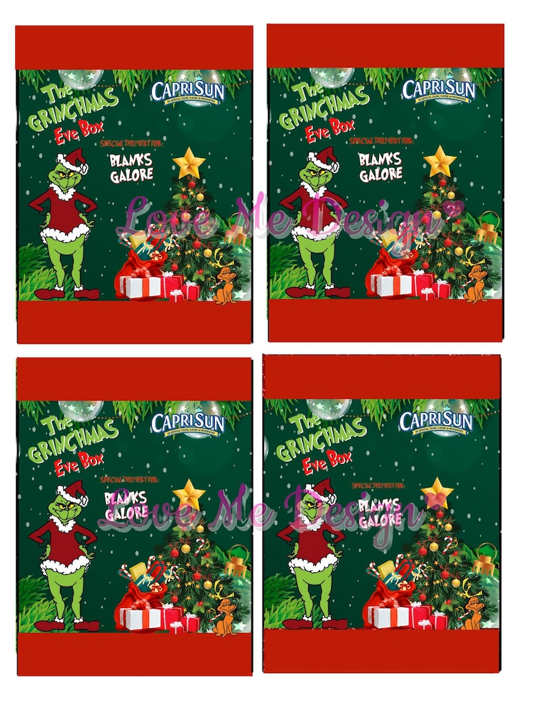 Christmas Grinch Party Favor Editable Templates - Etsy