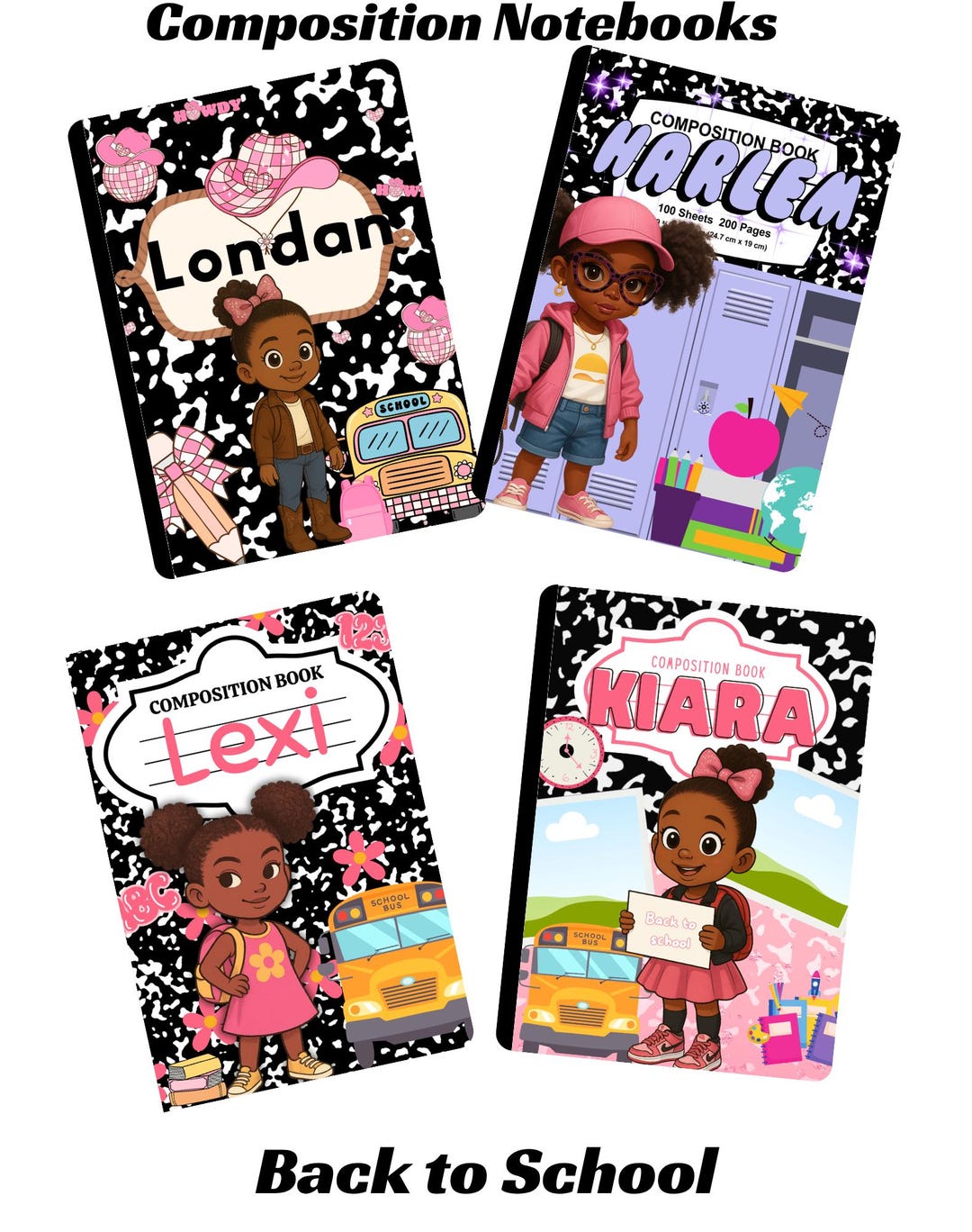 Editable Composition Notebook Covers: Back to School Canva Templates ...