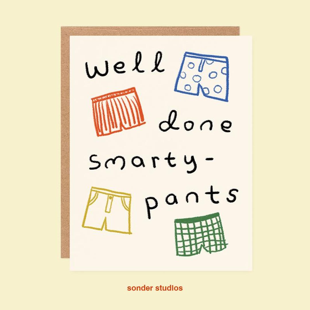 Funny Graduation Card: Well Done Smarty Pants Congrats - Etsy