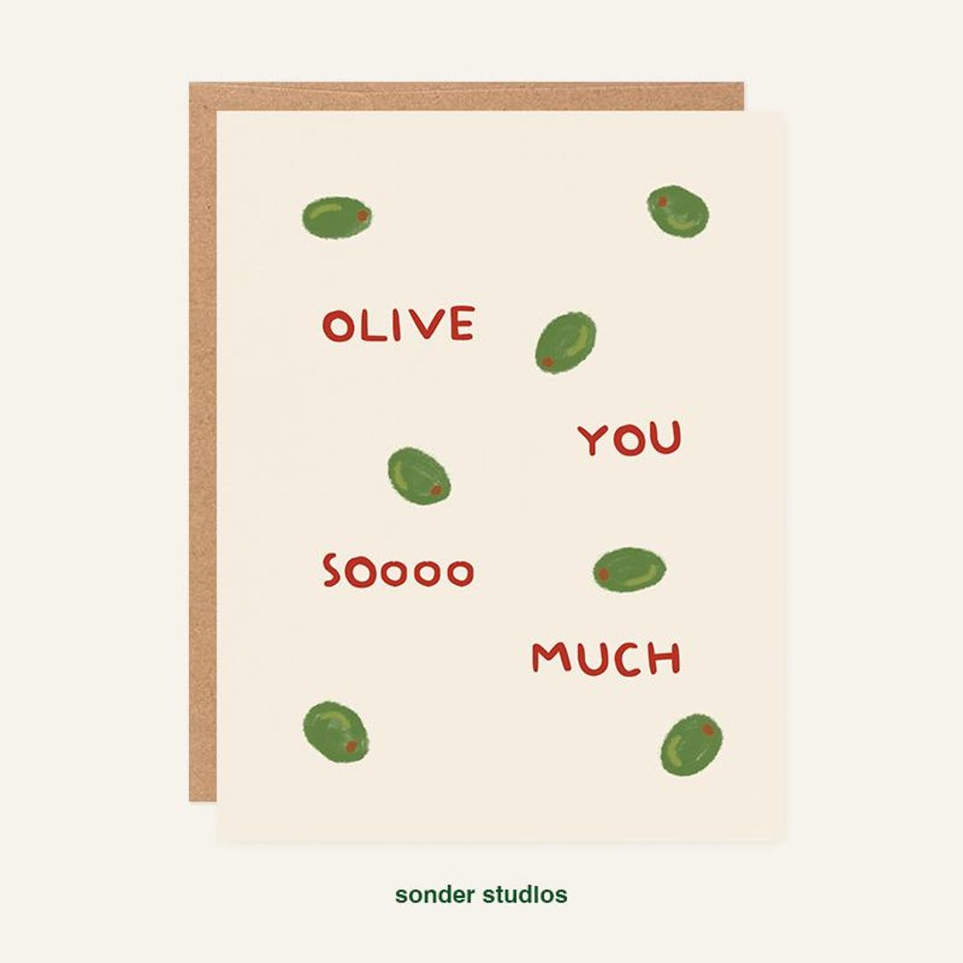 Olive You Card: Punny Love Greeting for Anniversary or Valentine's Day ...