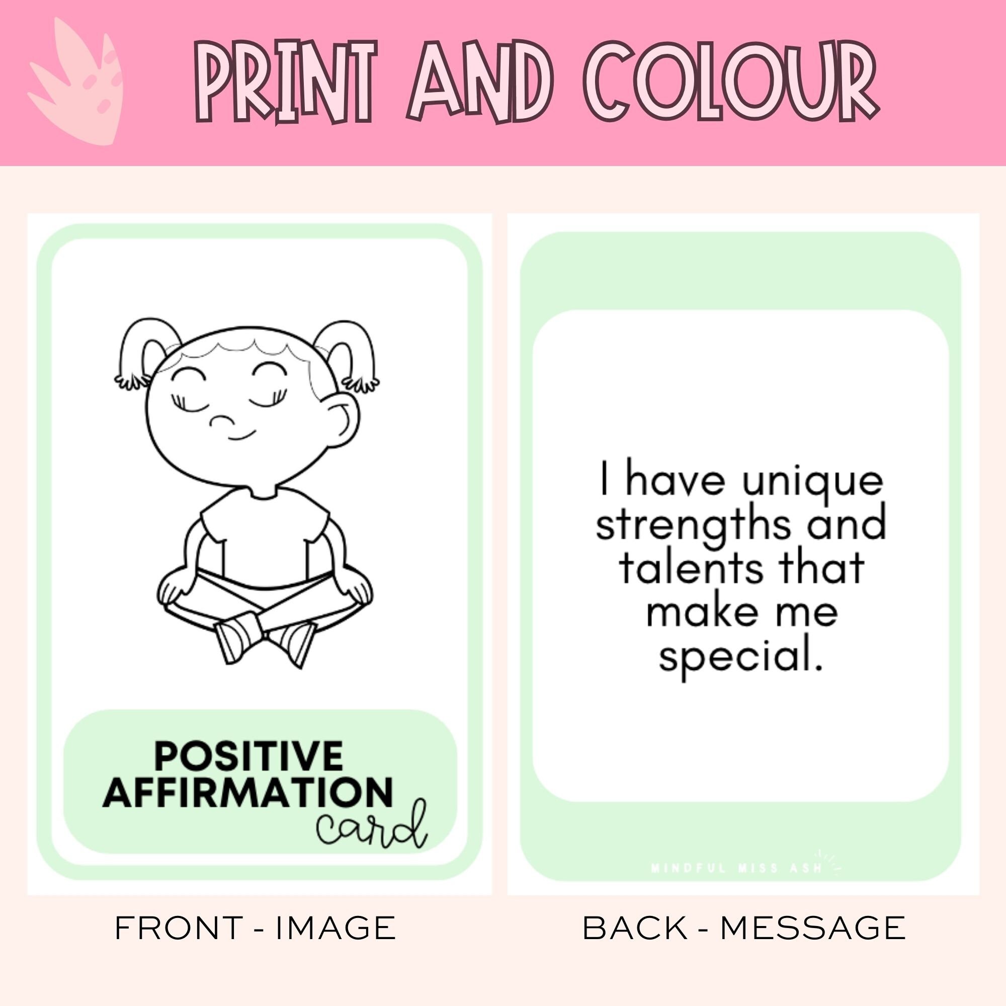 Positive Affirmation Cards for Kids Printable mindset Cards - Etsy