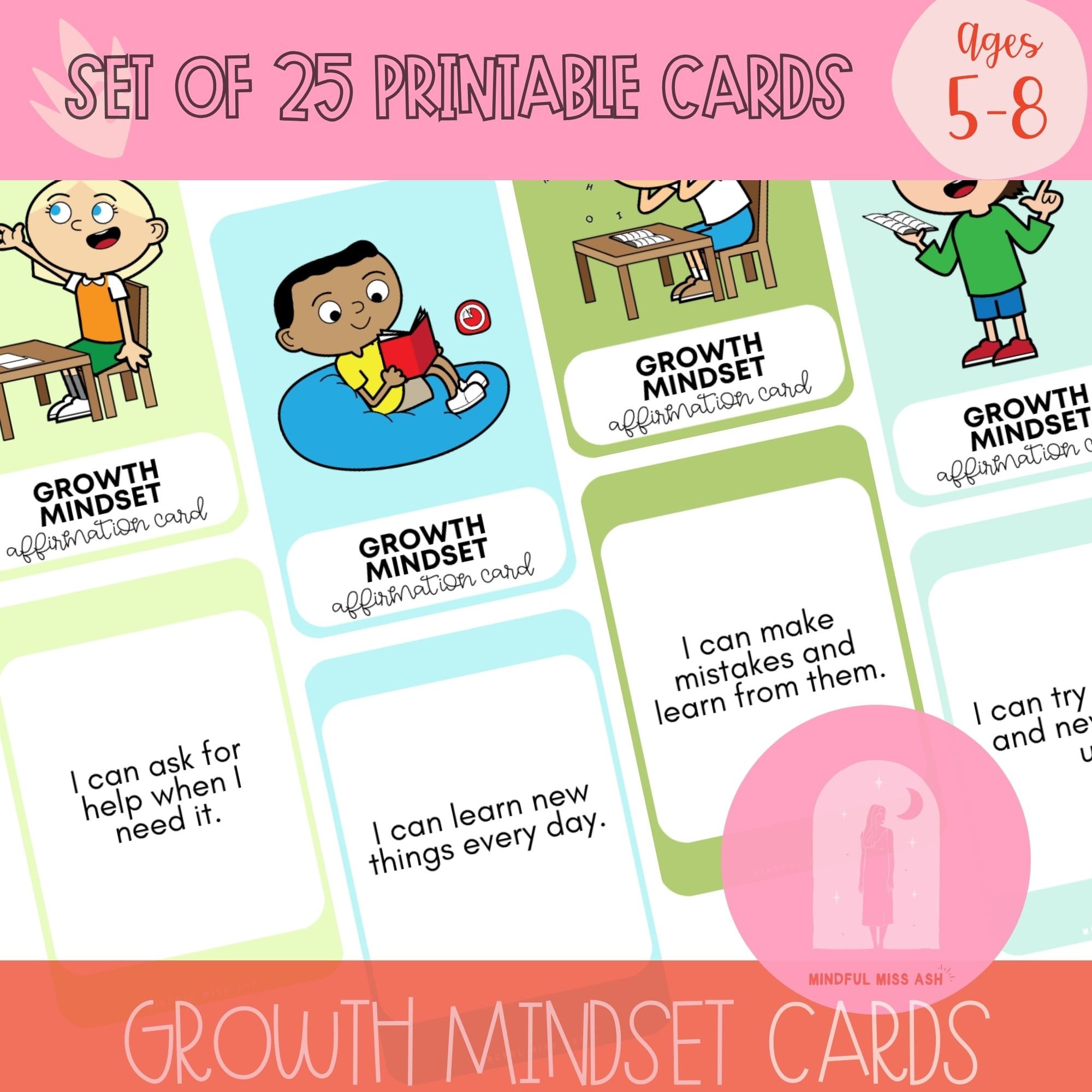 Growth Mindset Cards for Kids Printable Coloured Copy Ages - Etsy