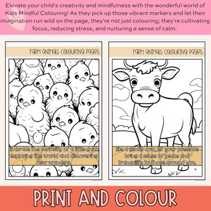 Farm Animal Mindful Colouring Pages X 20 With Positive Affirmations for ...