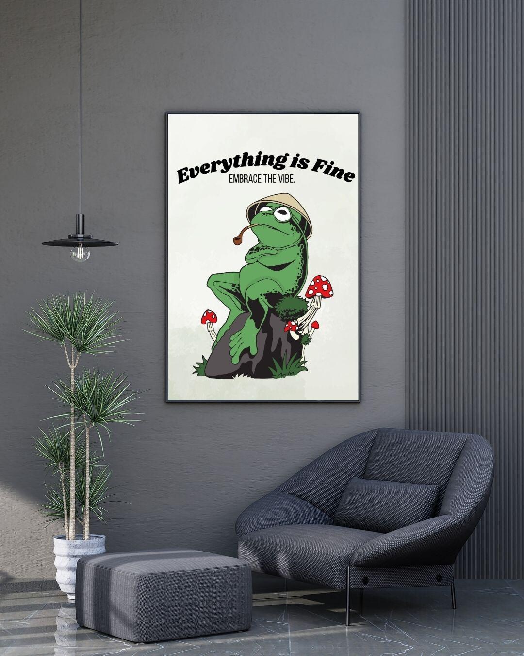 Everything is Fine Frog Art Print: Funny Sarcastic Home Decor (digital ...