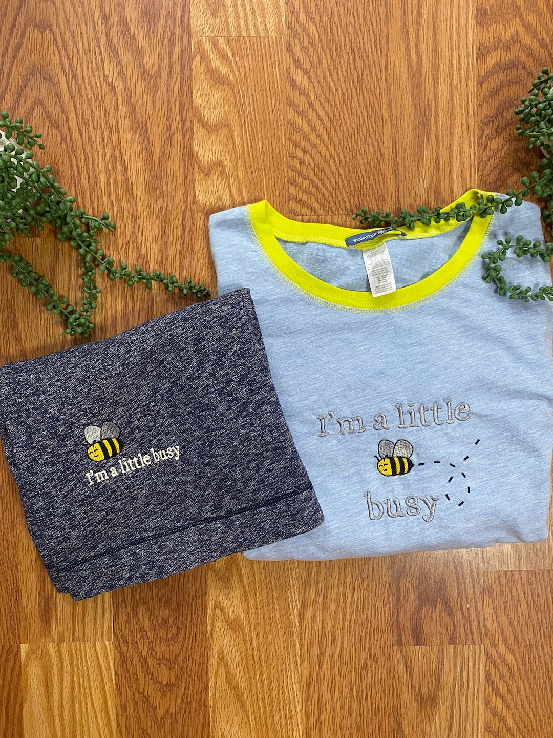 Upcycled 'i’m a Little Busy' Embroidered Sweatshirt | Cute Bee Pun ...