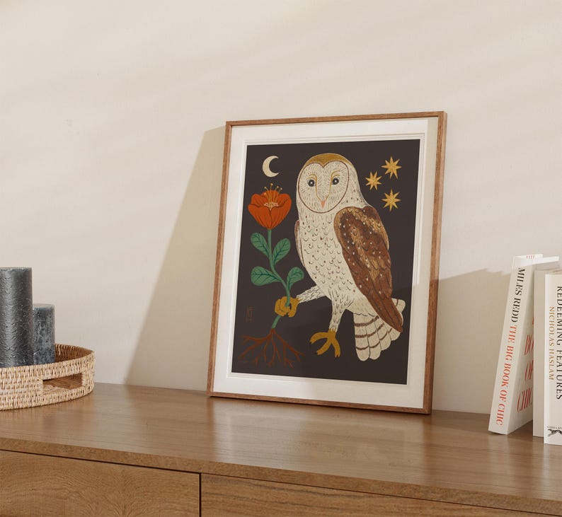 Barn Owl Dream Guardian - Giclee Fine Art Print - 11x14 - Etsy