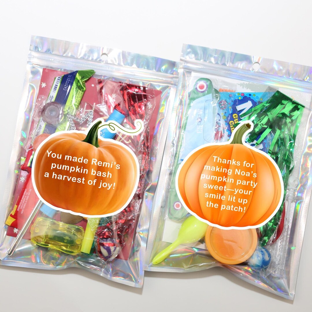 Pre-filled Pumpkin Goodie Bag Fall Harvest Thanksgiving Favors Boy Girl ...