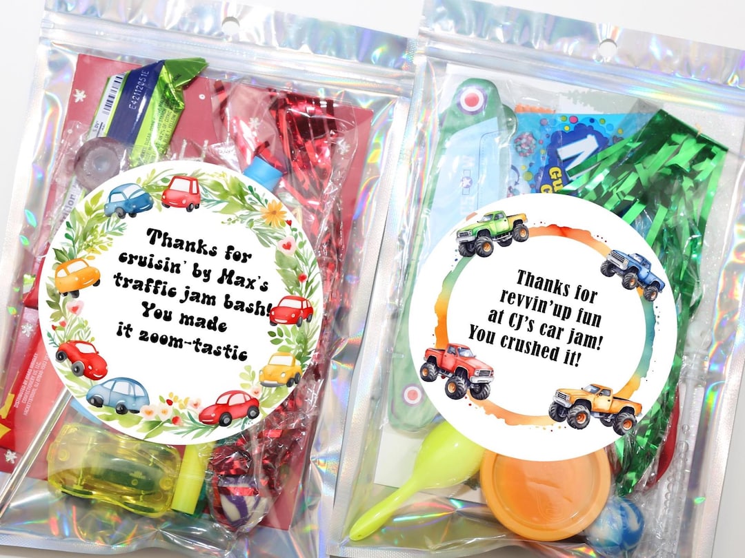 Pre-filled Goodie Bag: Personalized Birthday Party Favors - Car, Truck ...