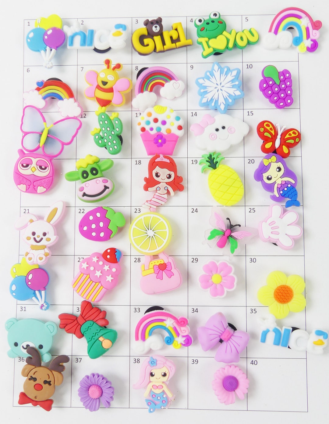 Girls Croc Charms Girl BRACELETS Mermaidy Rainbow Butterfly Flower ...