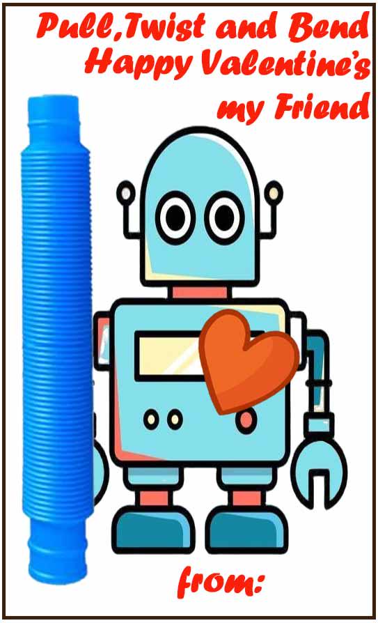 10 Bulk Prefilled Pop Tube Valentine Robot Bot Custom Valentine Cards ...