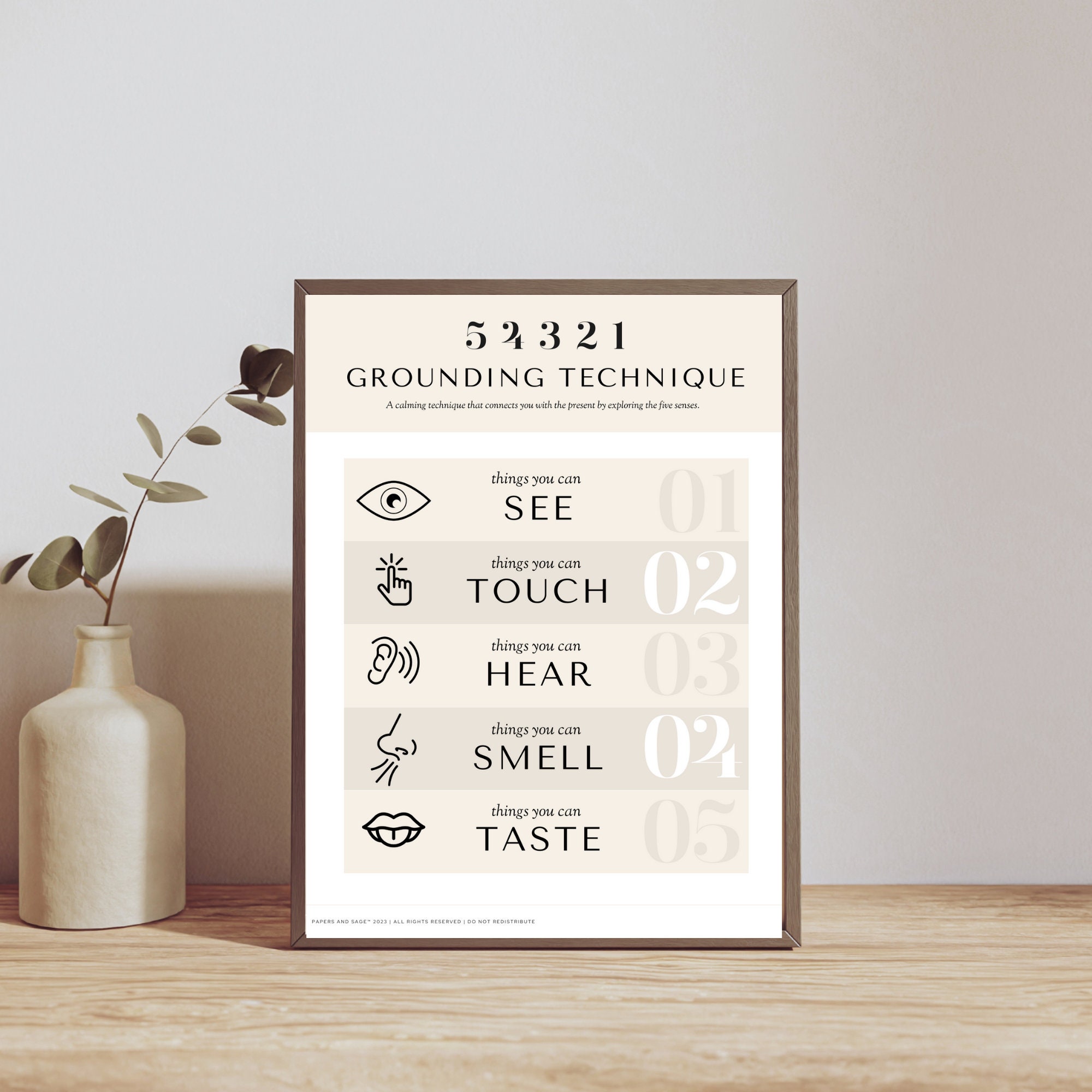 5 4 3 2 1 Technique Information Poster - Mindful Cards | Mindset Cards ...