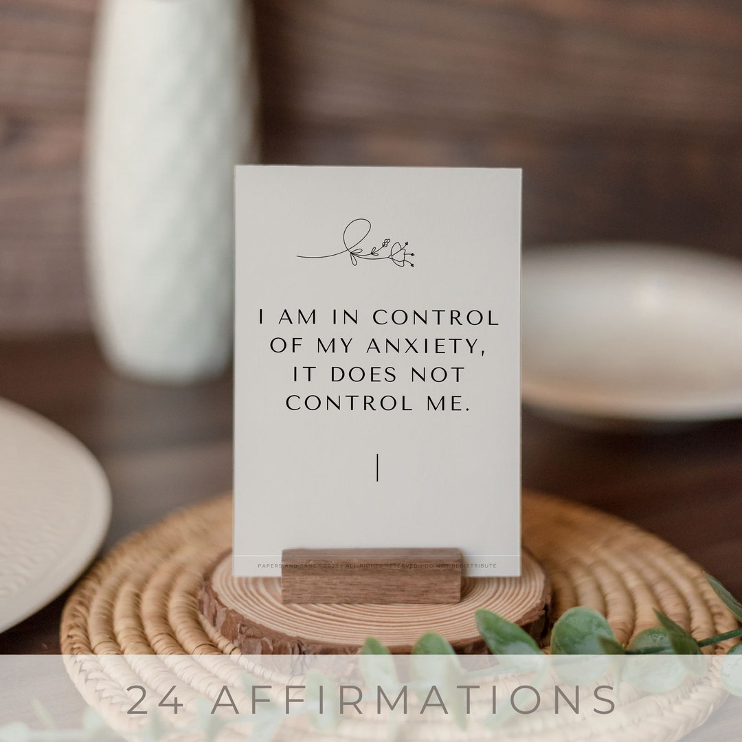 24 Worry Less / Anxiety Affirmation Cards | Mindful Cards | Mindset ...