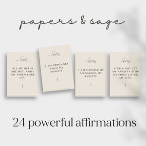 24 Worry Less / Anxiety Affirmation Cards | Mindful Cards | Mindset ...